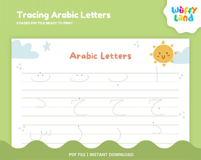 Arabic Alphabet Tracing Sheet Tracing Alphabets Workbooks - Etsy