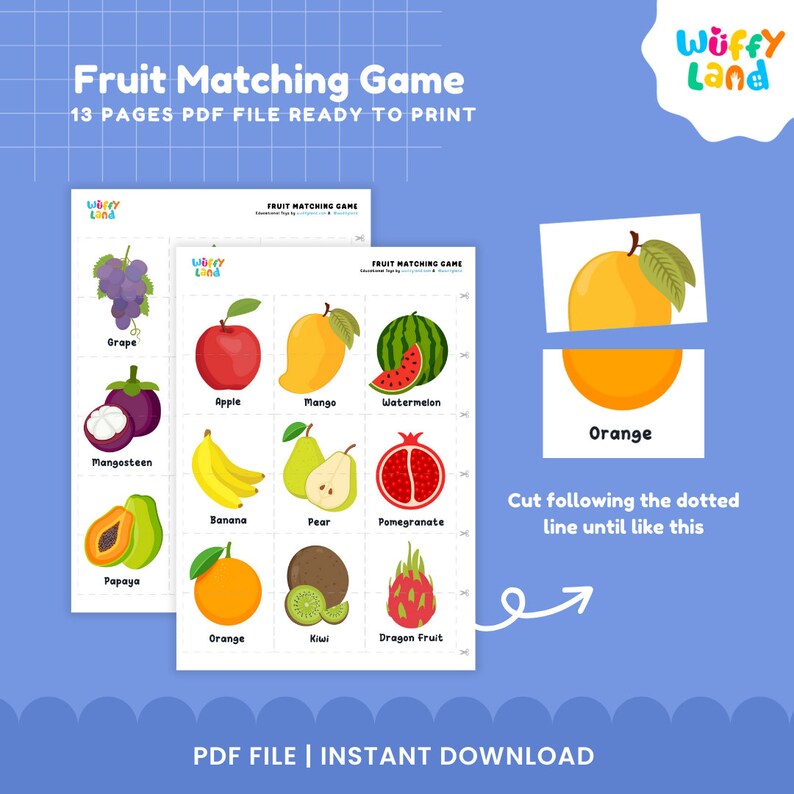 Fruit Matching Game, Fruit Puzzle, Matching Cards, Symmetry, Learning ...