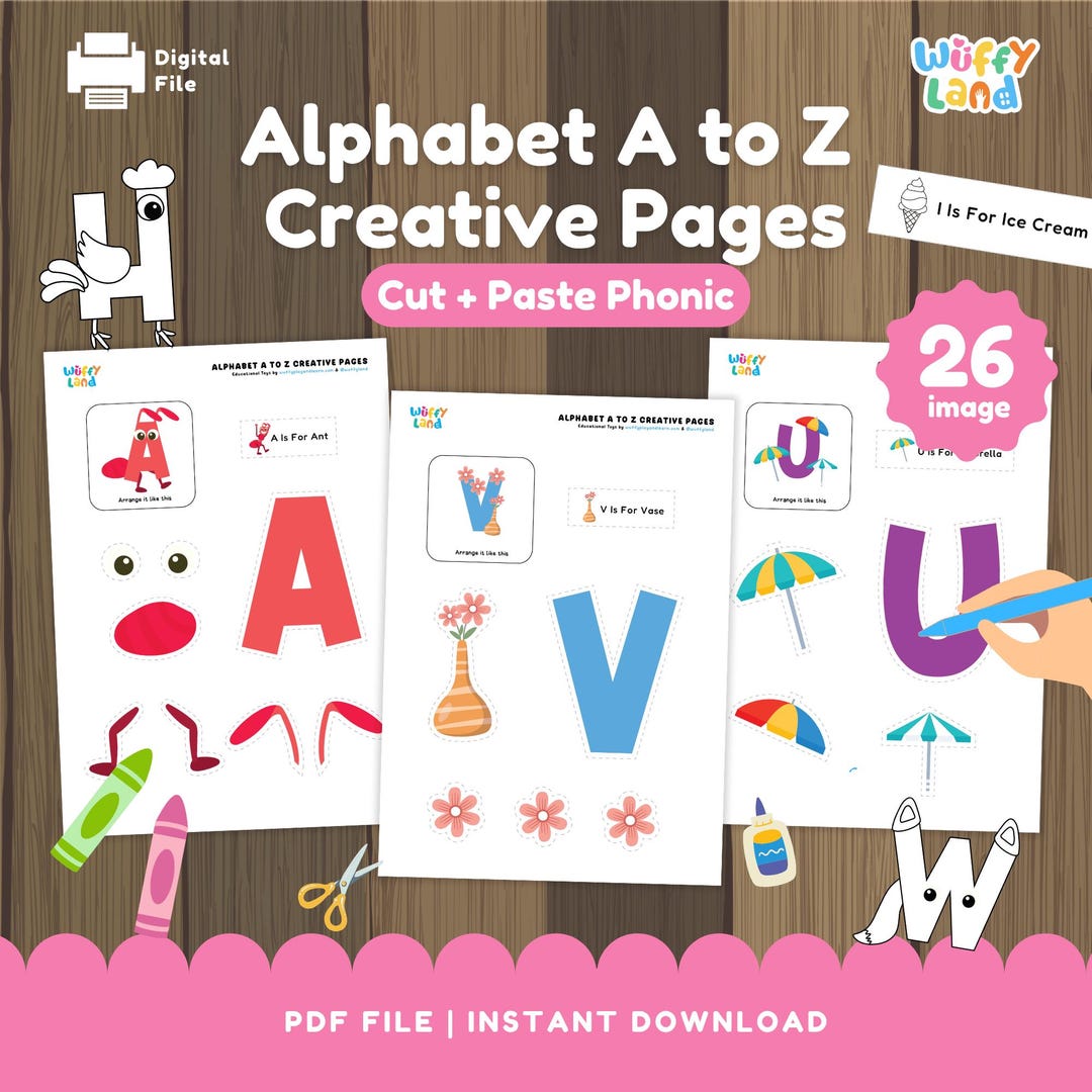 Alphabet A to Z Cut and Paste Phonics Craft | Fine Motor & Letter ...