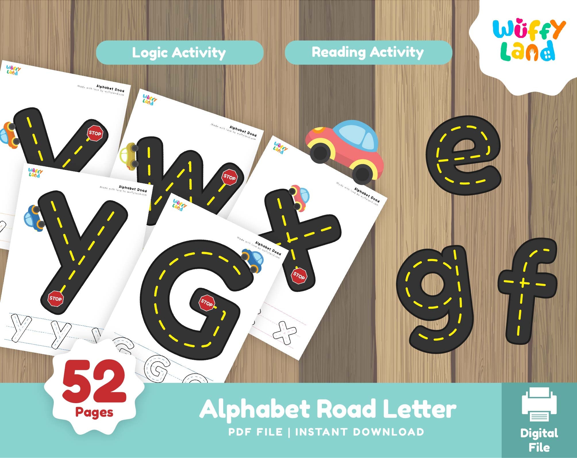 Alphabet Road Tracing Lowercase Uppercase Playmat Letters - Etsy UK