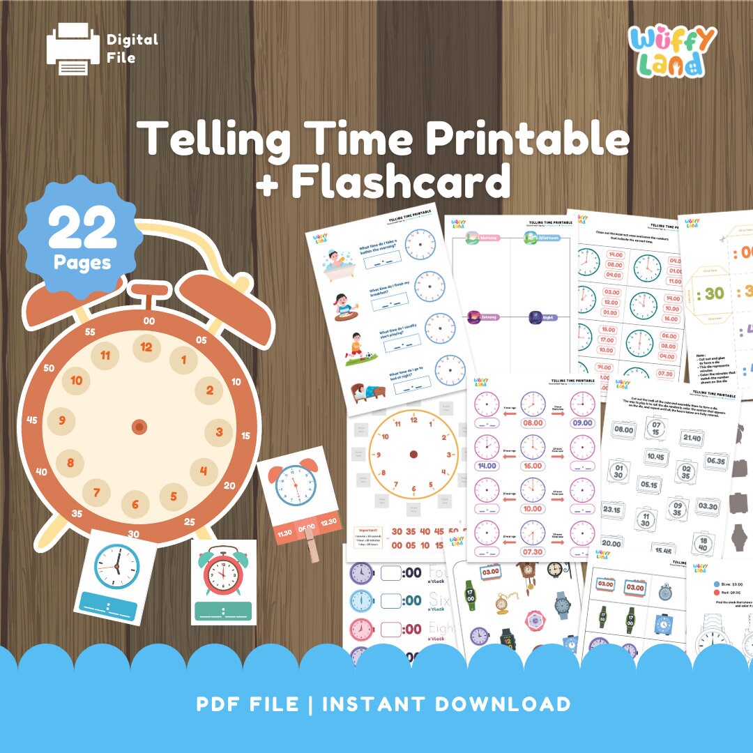 Telling Time Printable, Flashcard Time, Teaching Time Activity, Telling ...