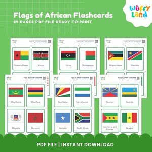 Flags of Africa Flashcards 57 Educational Cards for Kids, Instant ...