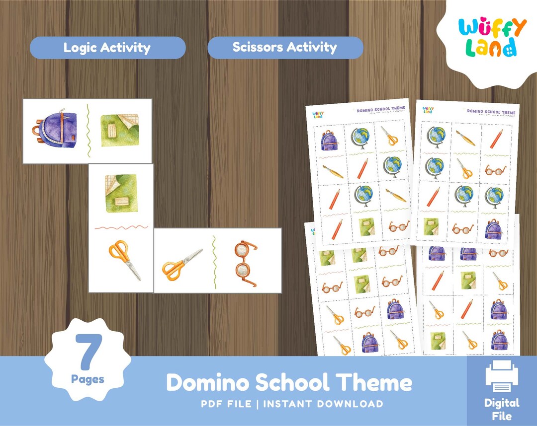 Domino School Theme Domino Worksheets Kids Match the - Etsy