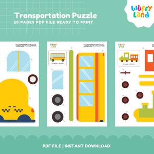 Transportation Puzzle Printable - 20 Pages PDF | Fun Kids Activity ...