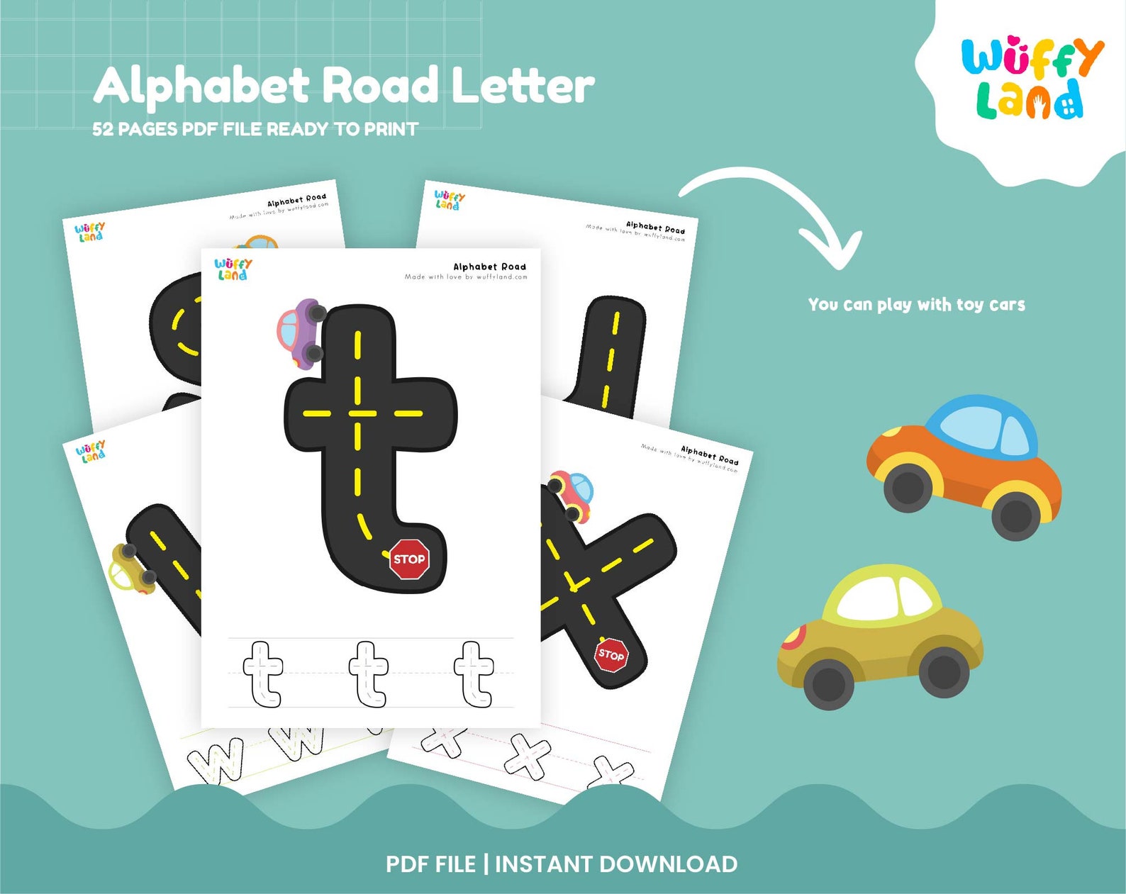 Alphabet Road Tracing Lowercase Uppercase Playmat Letters - Etsy