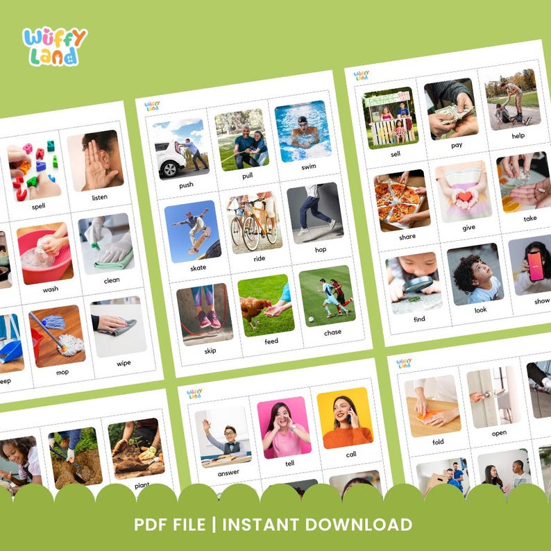 Action Verbs Flashcards With Real Images - 100 Printable Vocabulary ...