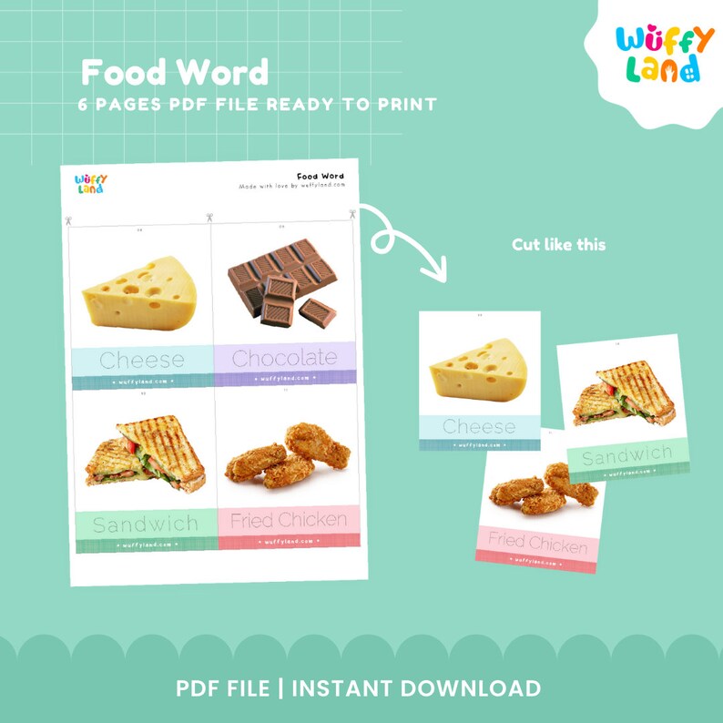 Food Word Flashcards, Printable Food Themed Flashcards, Montessori ...