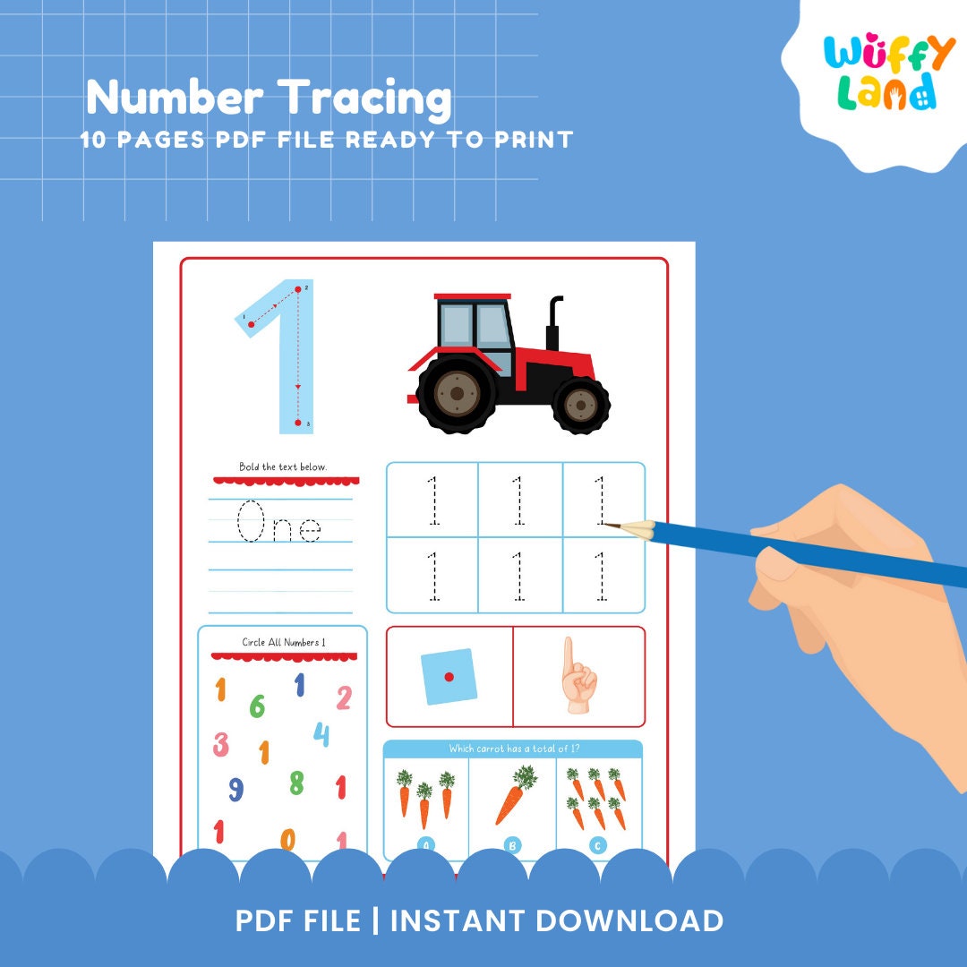 Counting and Writing 1-10, Handwriting Practice PDF, Number Tracing ...