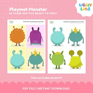 Monster Playdough Mat Printable, Play Dough Activity Mats, Sensory for ...