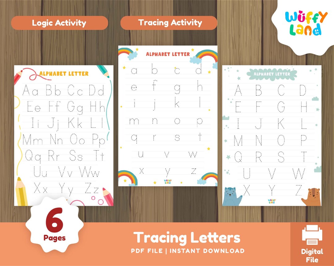 Alphabeth Tracing Worksheets Trace the Alphabet Letters - Etsy