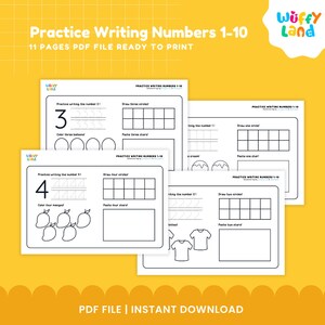 1-10 Number Tracing and Coloring, Handwriting Practice Pdf, Preschool ...