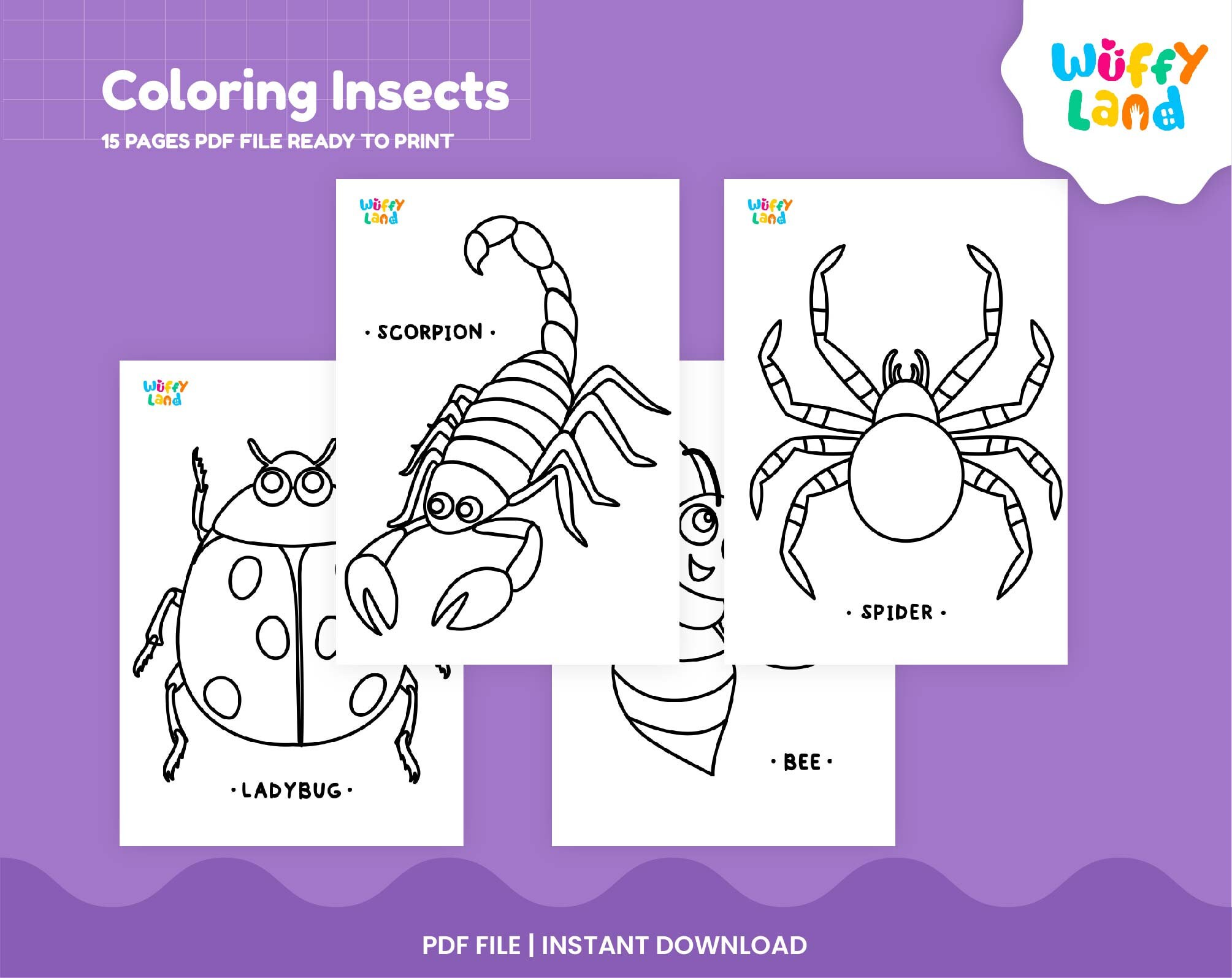 Insects Coloring Printables Insects Theme Coloring Pages - Etsy