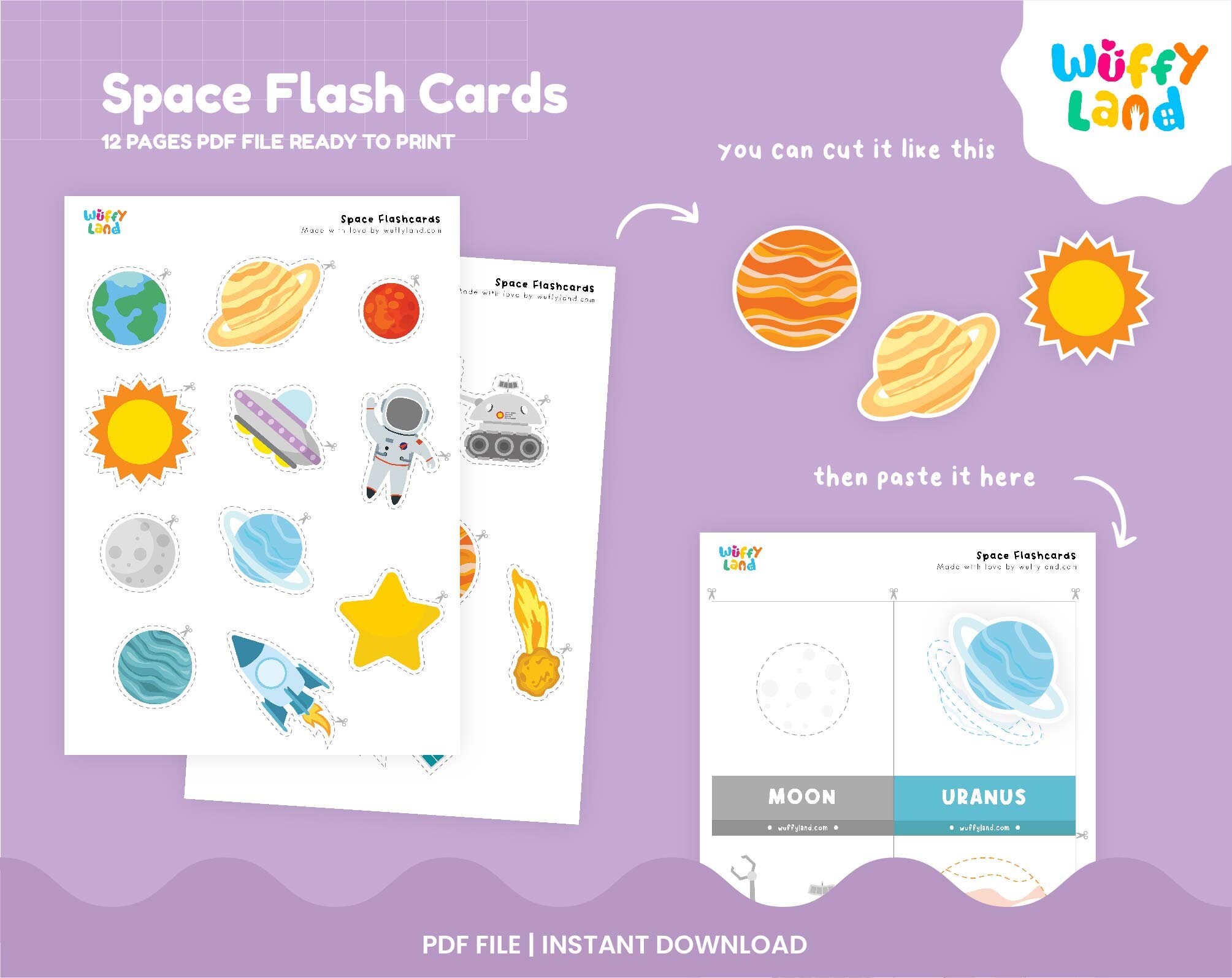 Space Flashcards Printable Space Themed Flashcards - Etsy