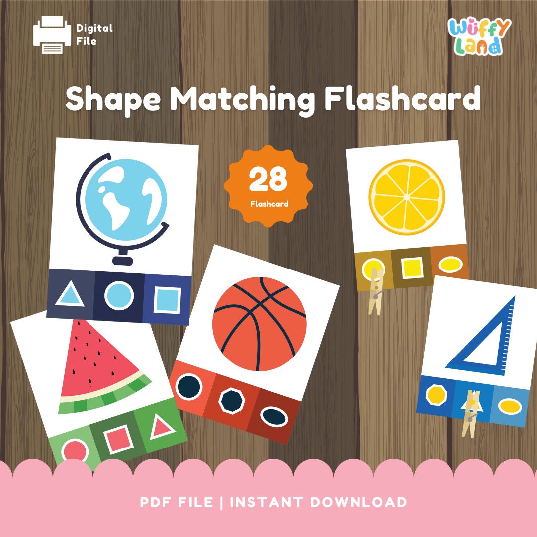 Shape Flashcard, Matching Games, Educational Material Printable ...