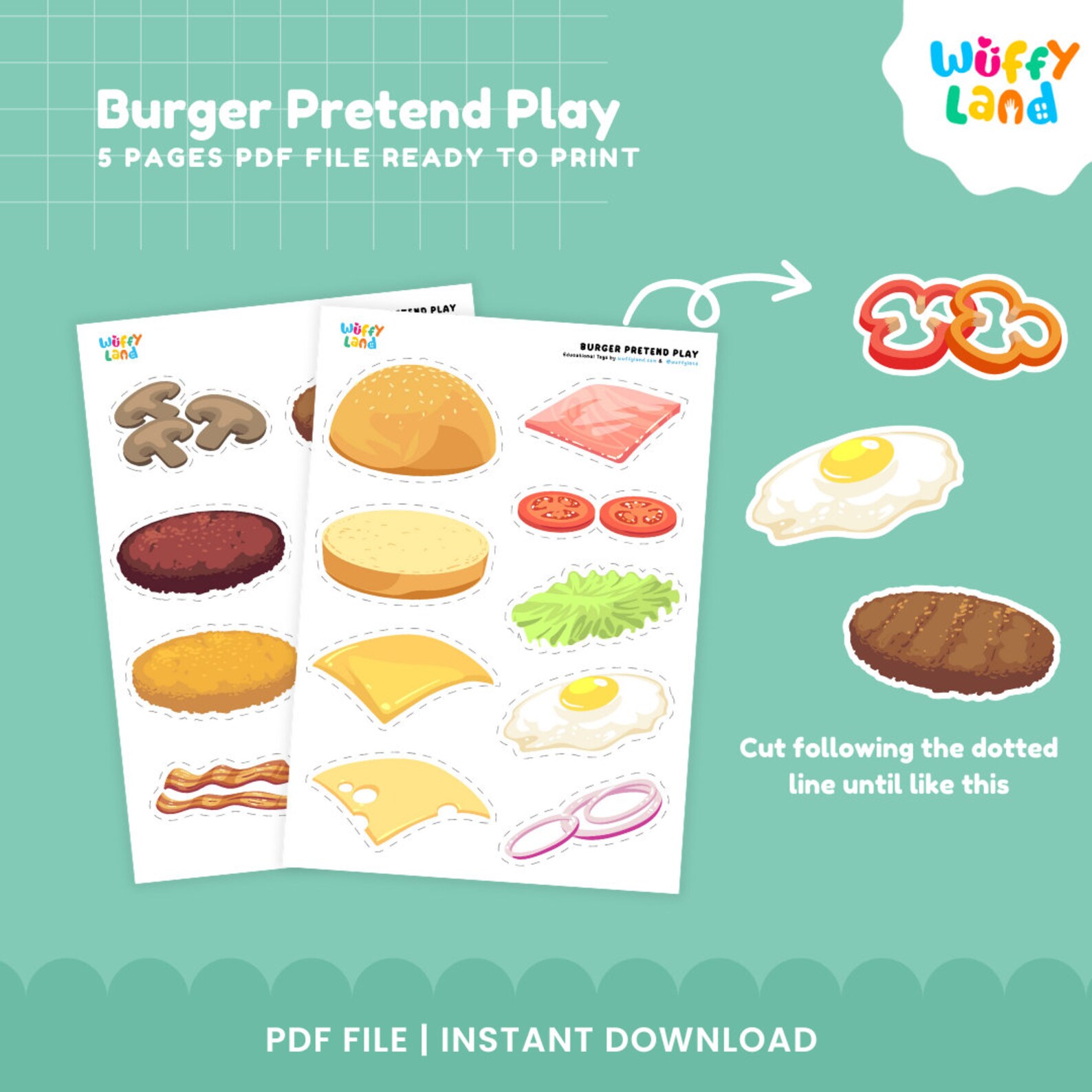 Burger Pretend Play Set: Build-a-burger Game (digital Download) - Etsy