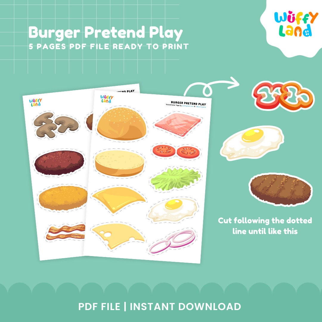 Burger Pretend Play, Build a Burger Game, Burger Dramatic Play, Bund ...