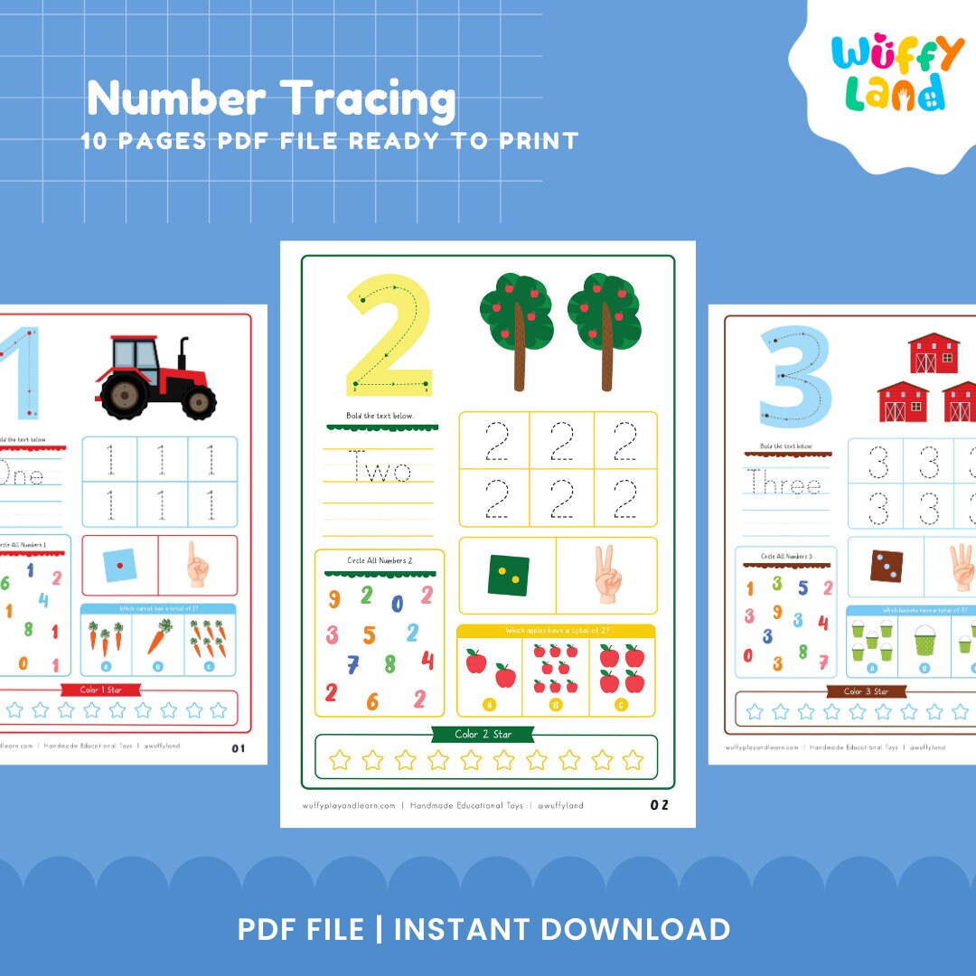 Counting and Writing 1-10, Handwriting Practice PDF, Number Tracing ...