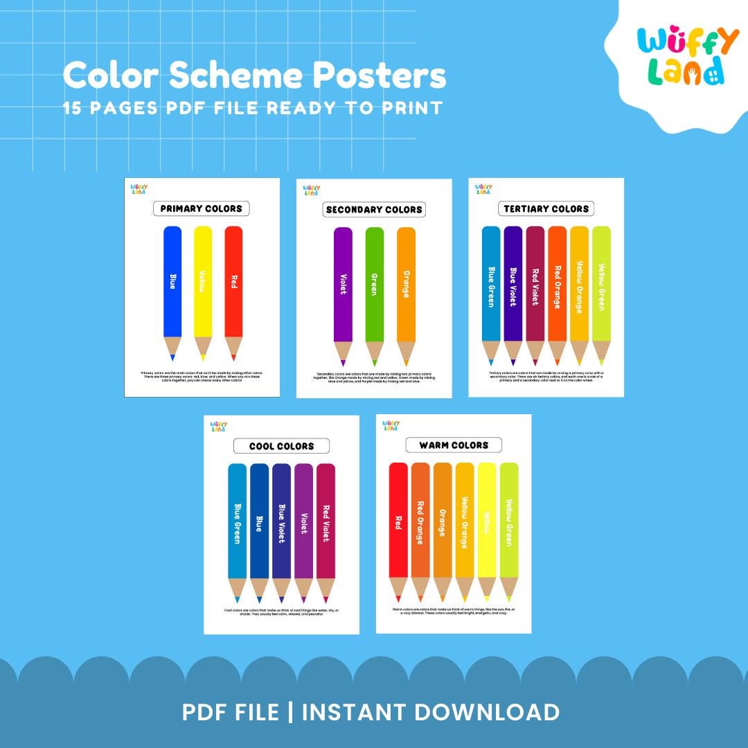 Color Scheme Posters for Kids – 15 Printable Pages of Color Theory ...