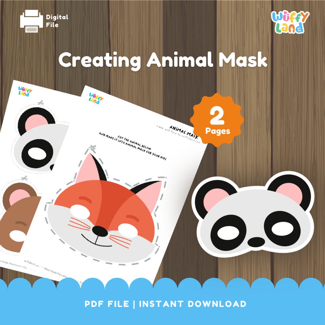 Printable DIY Animal Mask Costume Face Mask Animal Mask Halloween Party ...