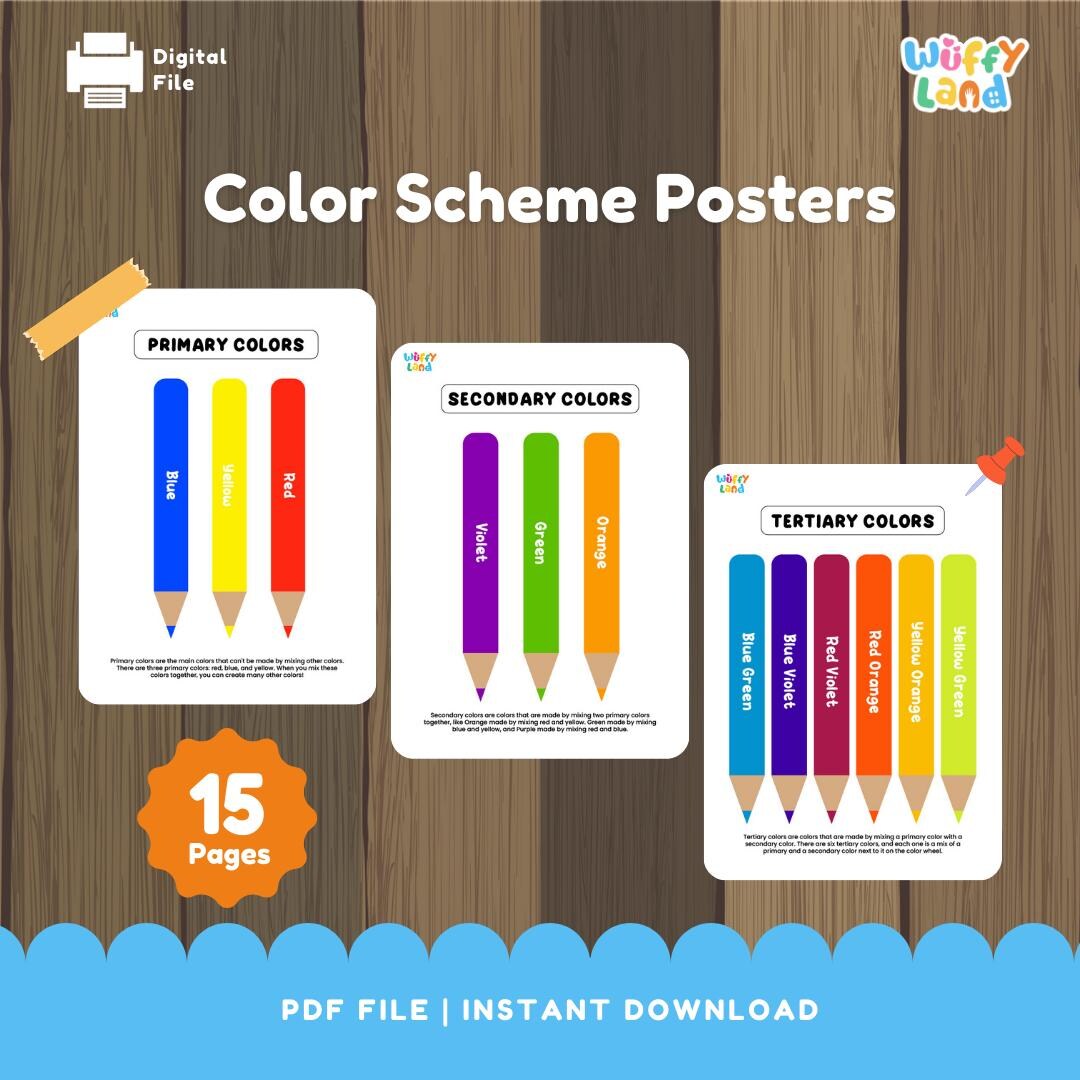 Color Scheme Posters for Kids – 15 Printable Pages of Color Theory ...