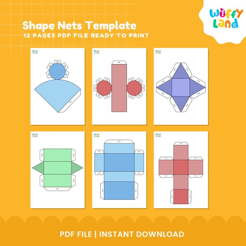 Shape Nets Templates Cut and Fold 3D Geometry, Nets Paper Craft Shapes ...