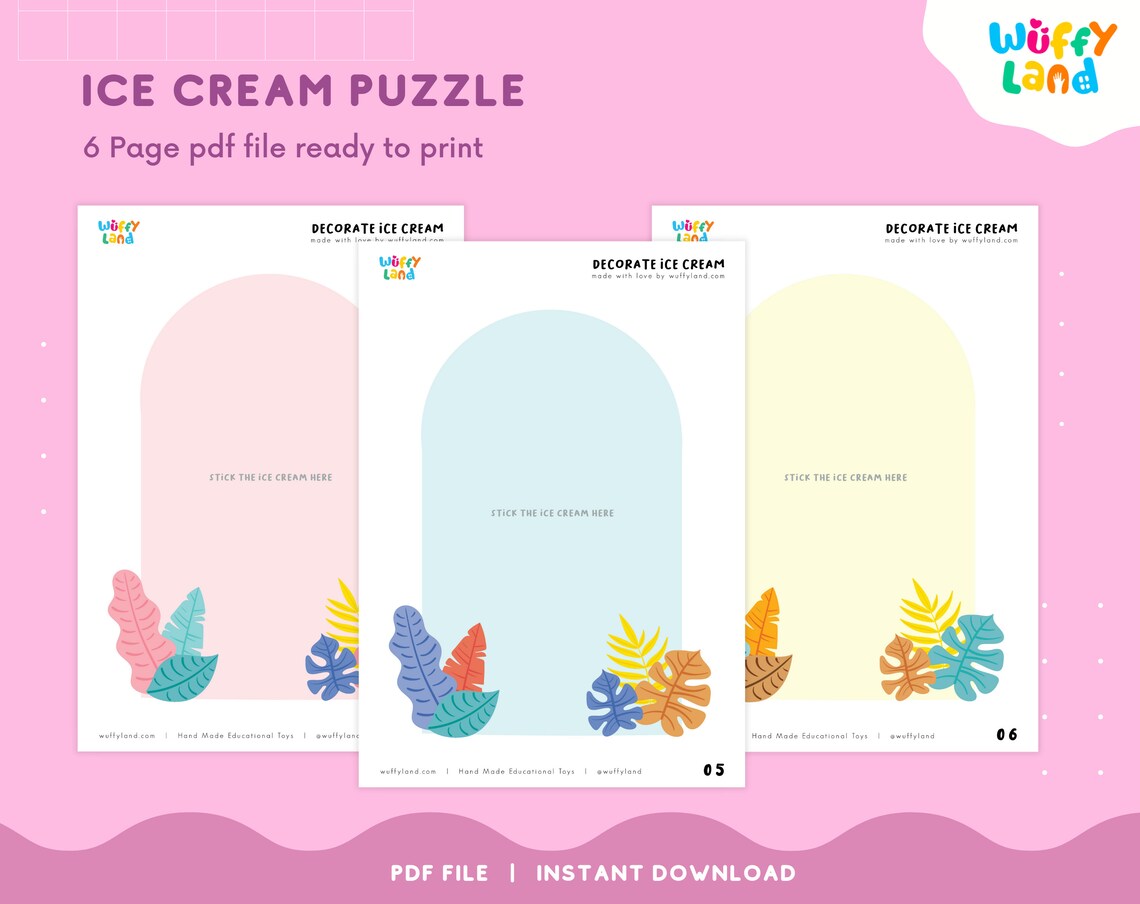 Cut and Glue Game Ice Cream Theme. Learning Pack for Kids. - Etsy