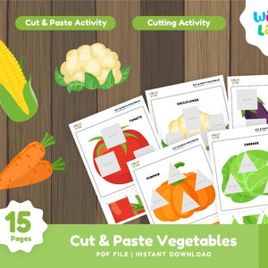 Cut and Paste Vegetable Vegetable Matching Game Puzzle - Etsy