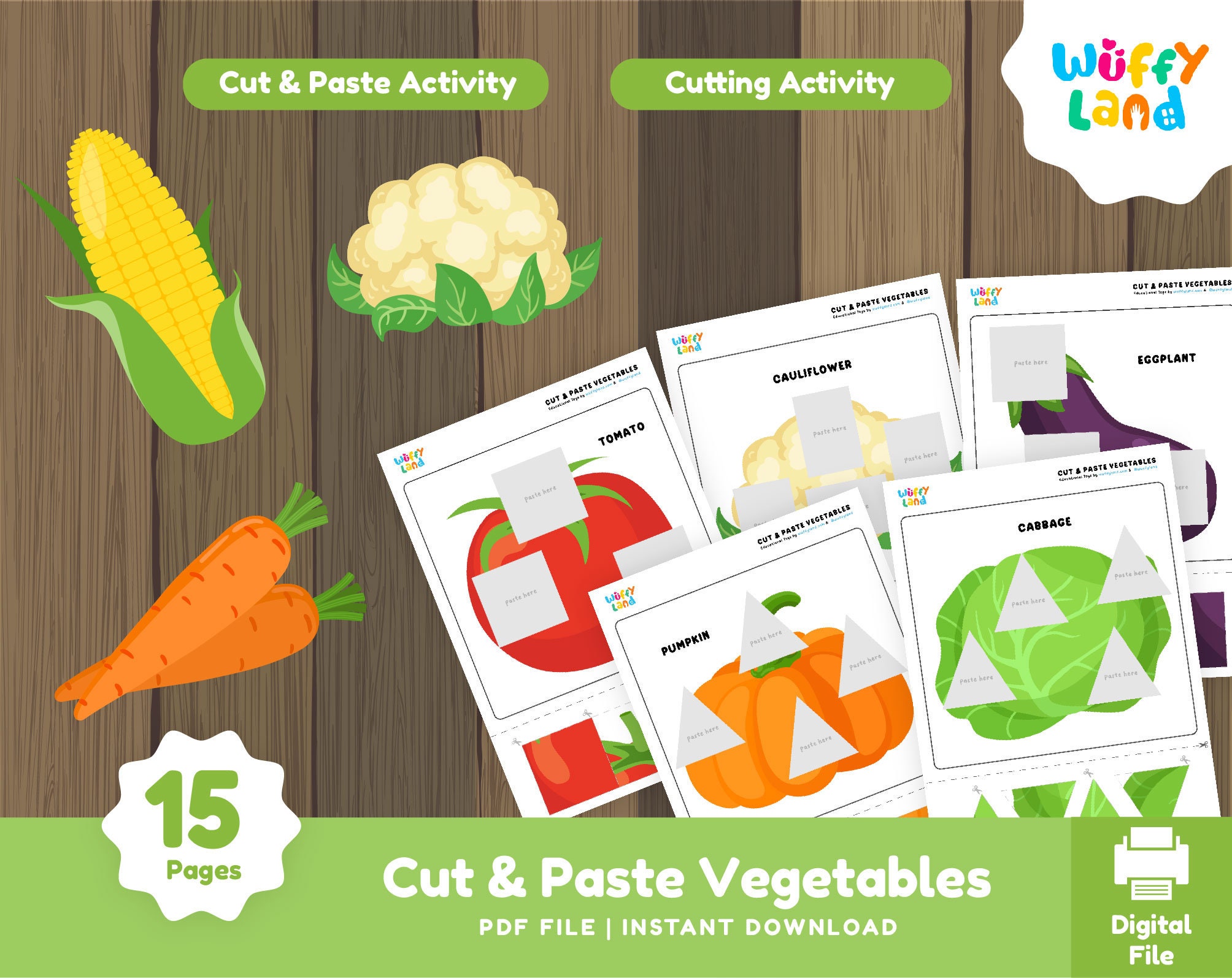 Cut and Paste Vegetable Vegetable Matching Game Puzzle - Etsy