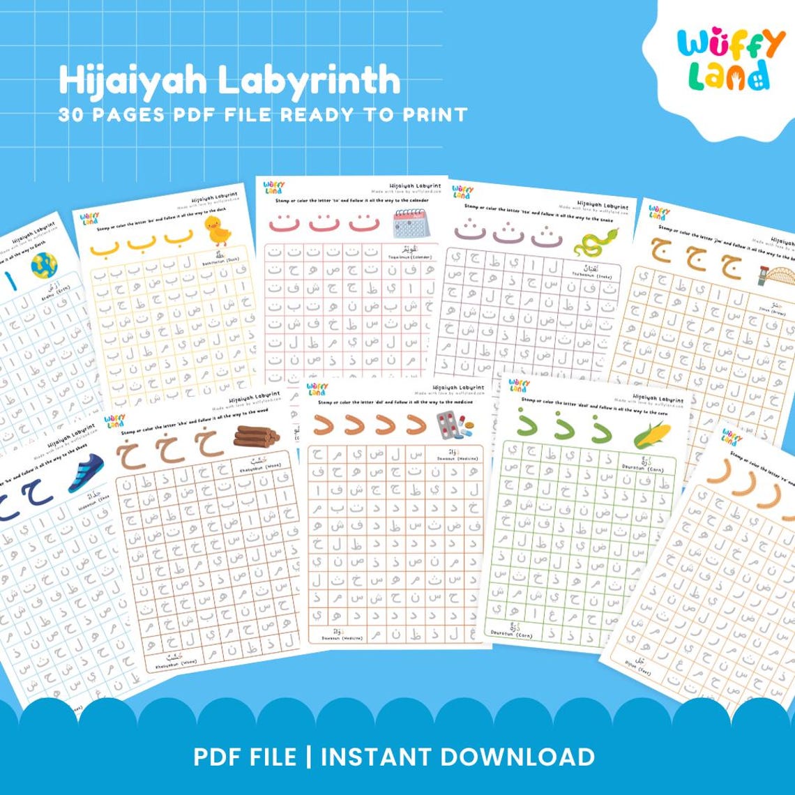 Hijaiyah Letter Maze Printable, Arabic Alphabet Worksheet, Islamic Kids ...