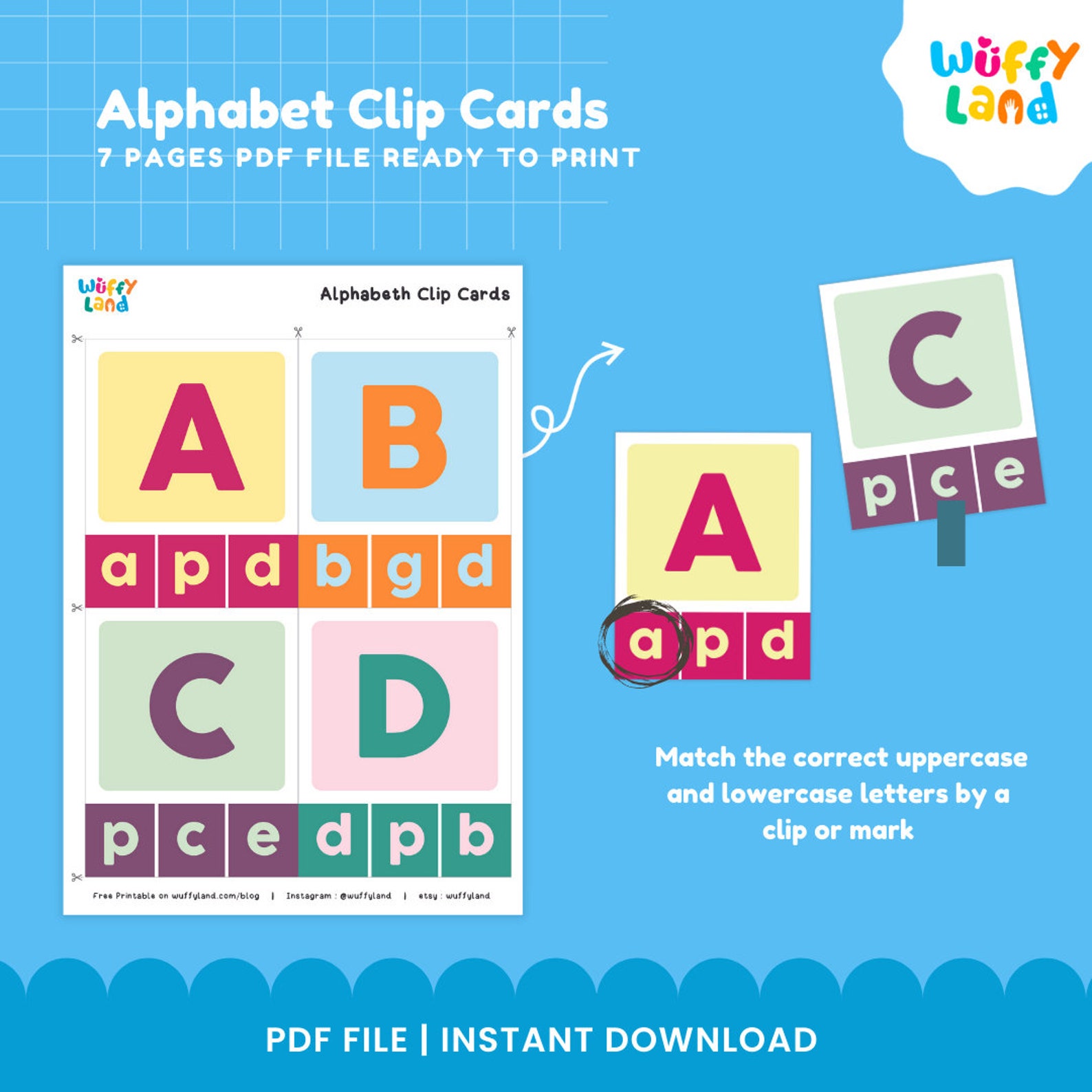 Alphabet Flash Cards Printable for Kids, Alphabet Lower Case and Upper ...