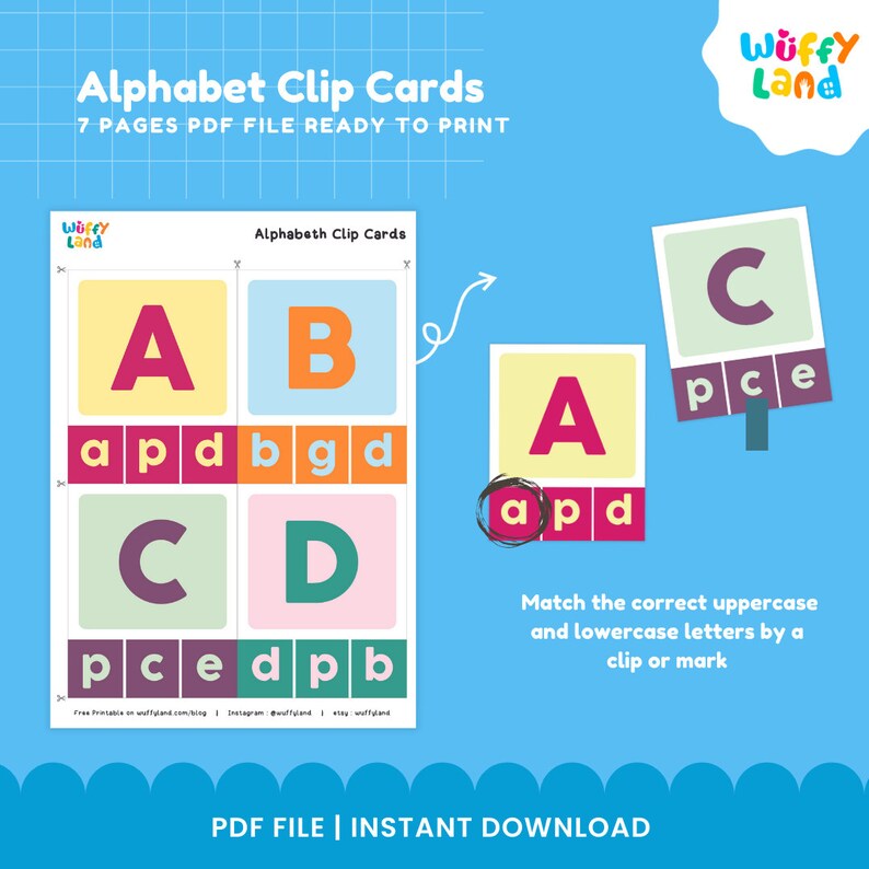 Alphabet Flash Cards Printable for Kids, Alphabet Lower Case and Upper ...