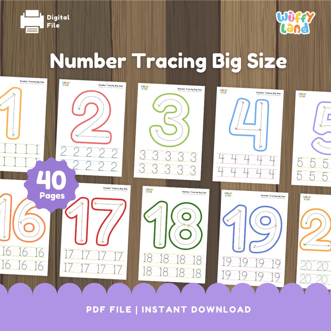 20 Number Tracing Worksheets, Handwriting Practice, Traceable Numbers ...