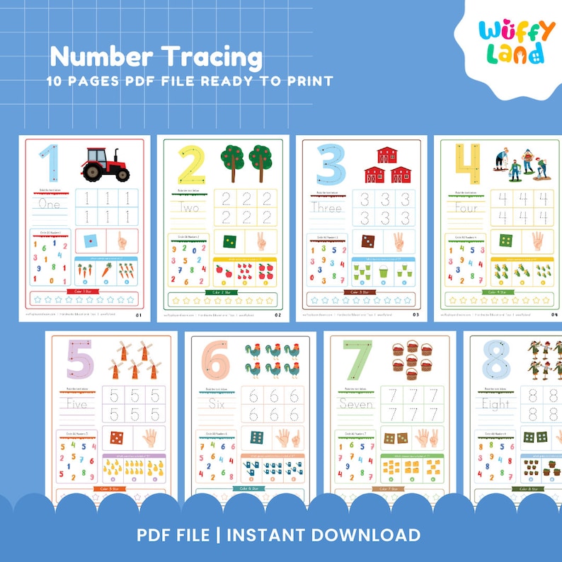 Counting and Writing 1-10, Handwriting Practice PDF, Number Tracing ...