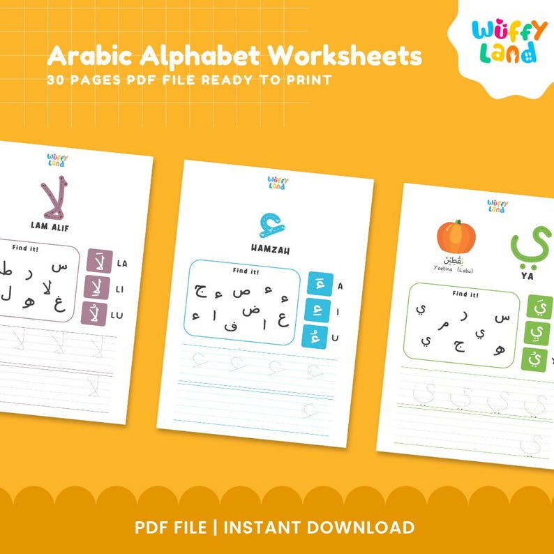 Arabic Alphabet Worksheets for Kids - 30 Fun Tracing & Matching Pages ...