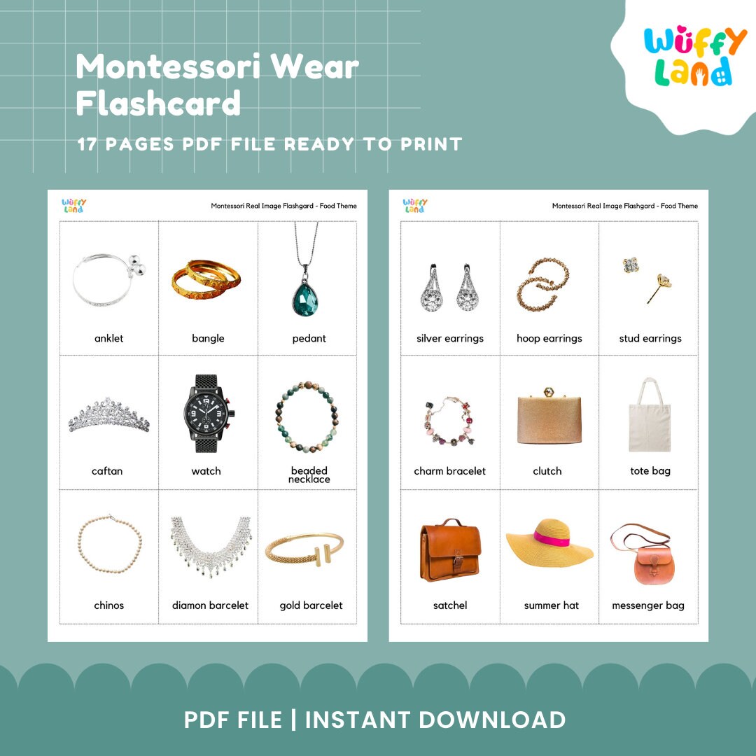 153 Montessori Waer Flashcard, Real Image, Flashcard Nomenclature ...