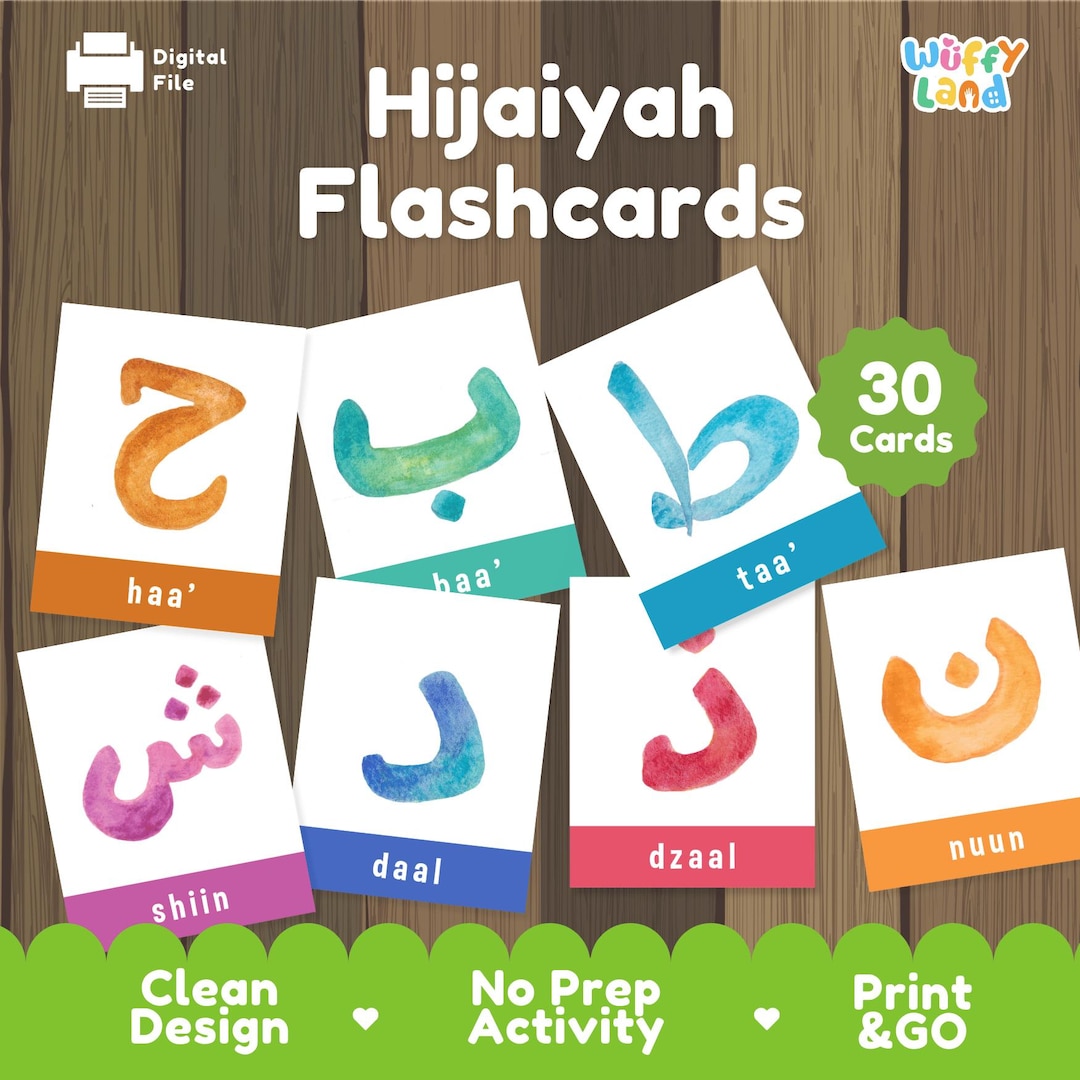 Hijaiyah Alphabet Flashcards Printable for Kids | Arabic Letter Cards ...