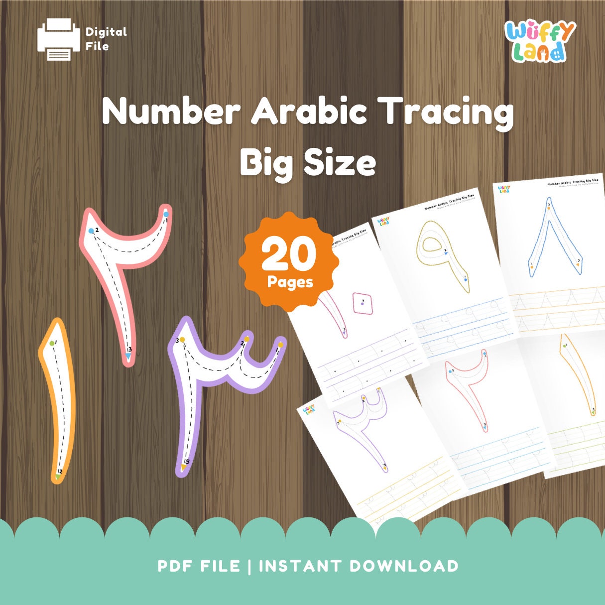Arabic Number Tracing Big Size, Numbers 1-10 for Toddlers, Preschool ...