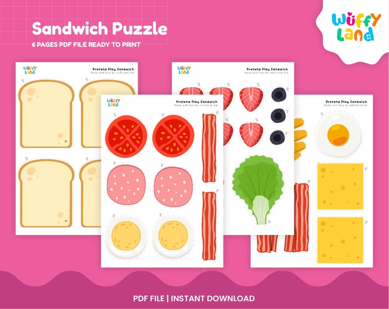 Sandwich Puzzle Let's Make a Sandwich Life Skill - Etsy