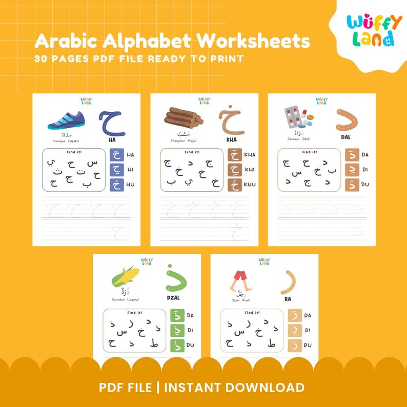 Arabic Alphabet Worksheets for Kids - 30 Fun Tracing & Matching Pages ...