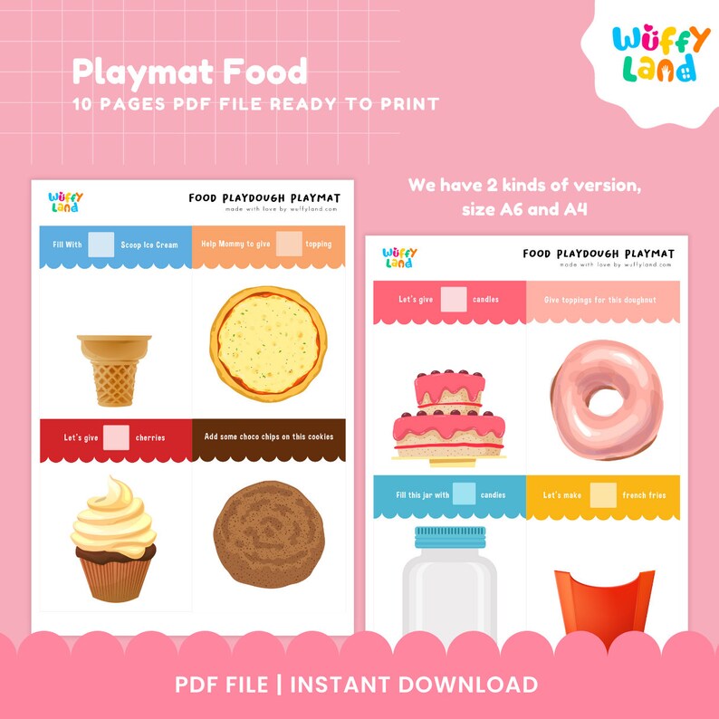 Playmat Food Printable - 10 Pages PDF | Pretend Play Food Set ...