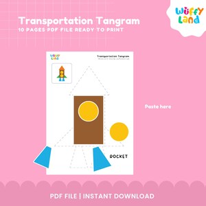 Transportation Tangram, Montessori Learning Game, Tangram Random Cards ...