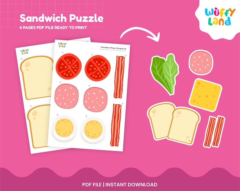Sandwich Puzzle Let's Make a Sandwich Life Skill - Etsy