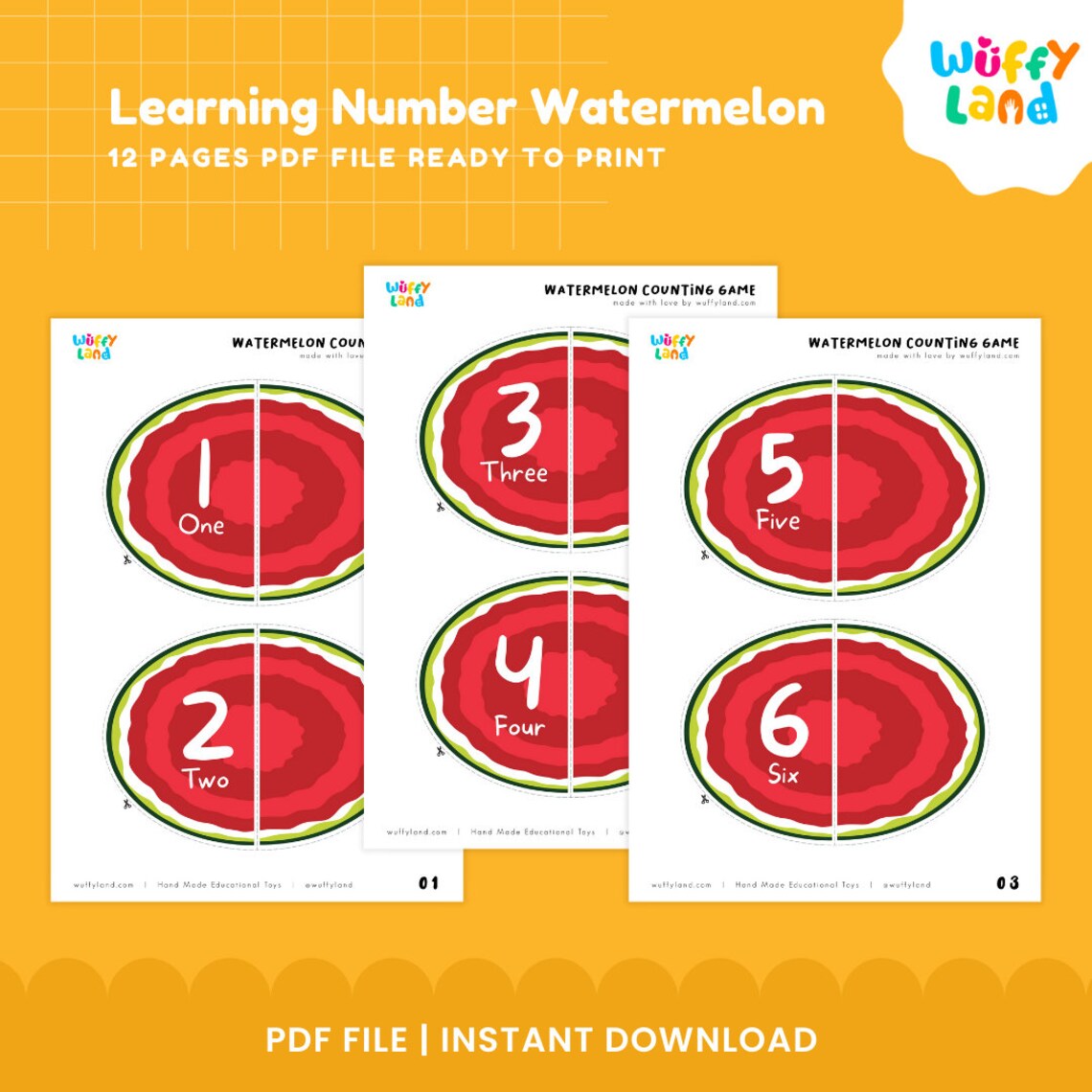 Learning Number for Kids With Watermelon Theme, Preschool Printable ...