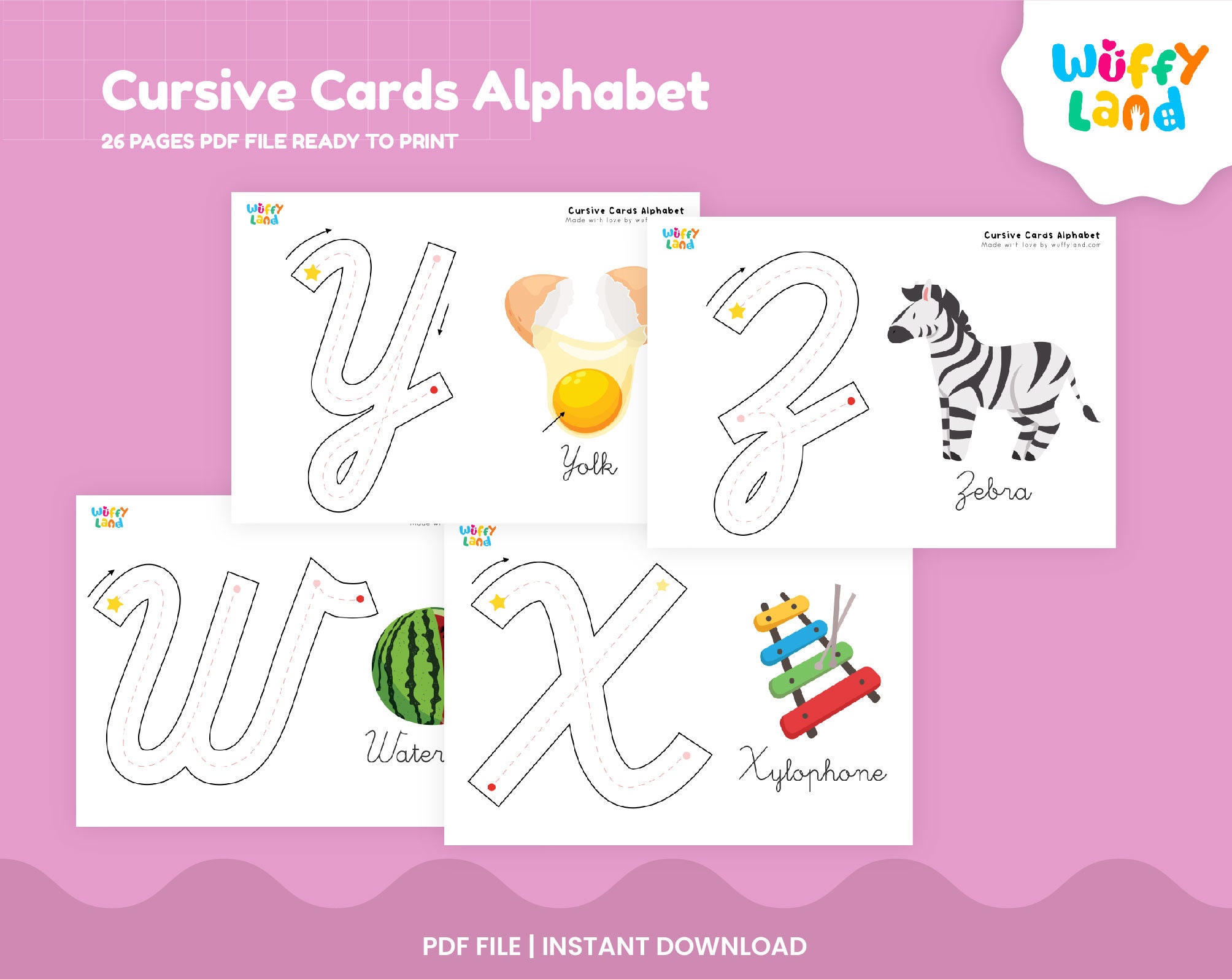 Tarjetas cursivas del alfabeto práctica de escritura cursiva - Etsy México