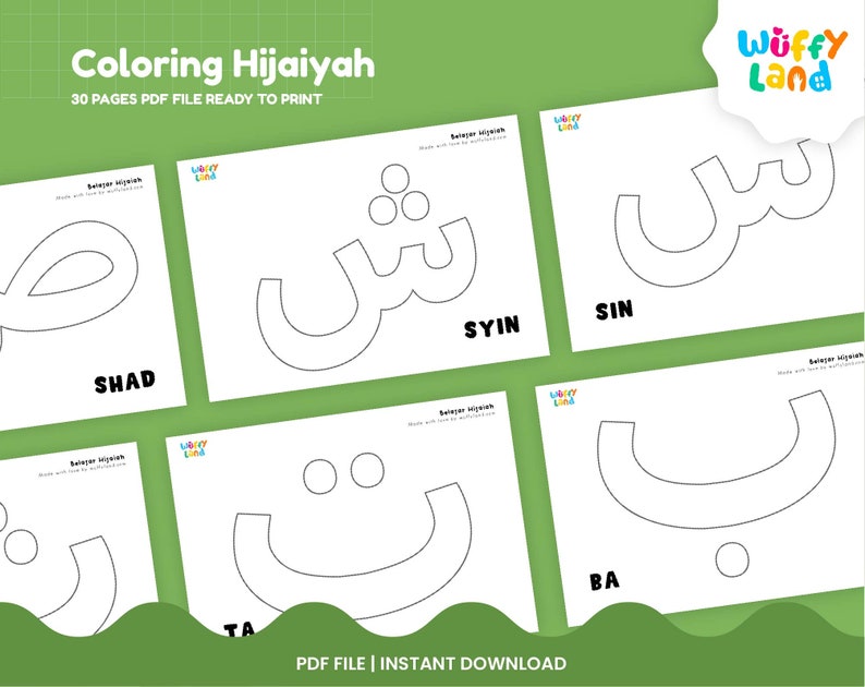Arabic Hijaiyah Coloring Arabic Letters Outline Arabic - Etsy