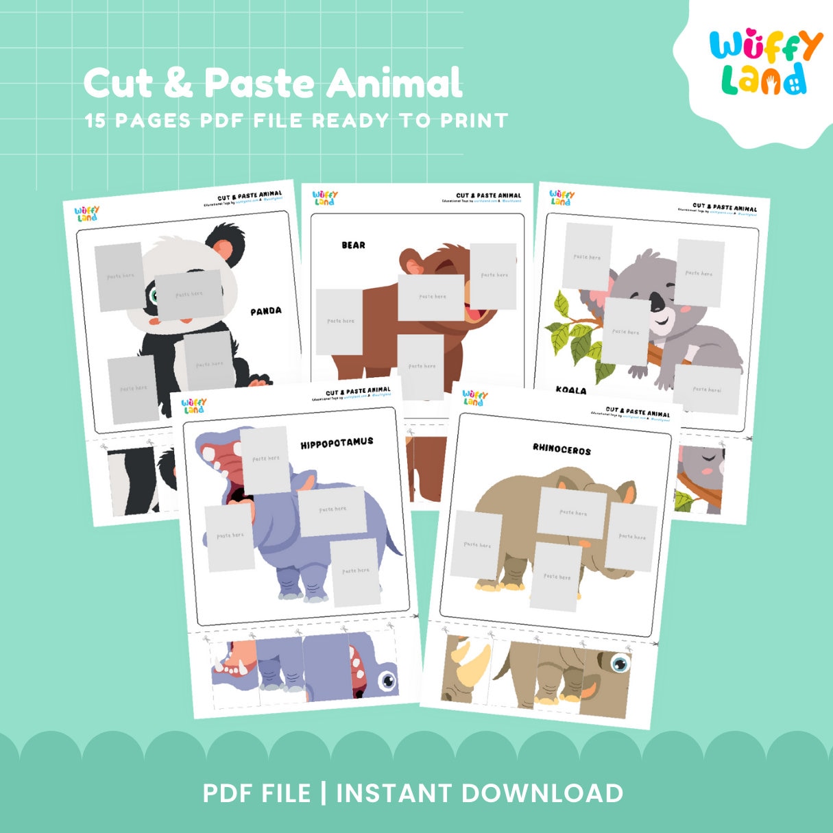 Cut and Paste Animal, Animal Matching Game, Cut Out and Glue, Scissors ...