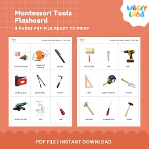 72 Montessori Tools & Equipment Flashcard, Real Image, Nomenclature ...