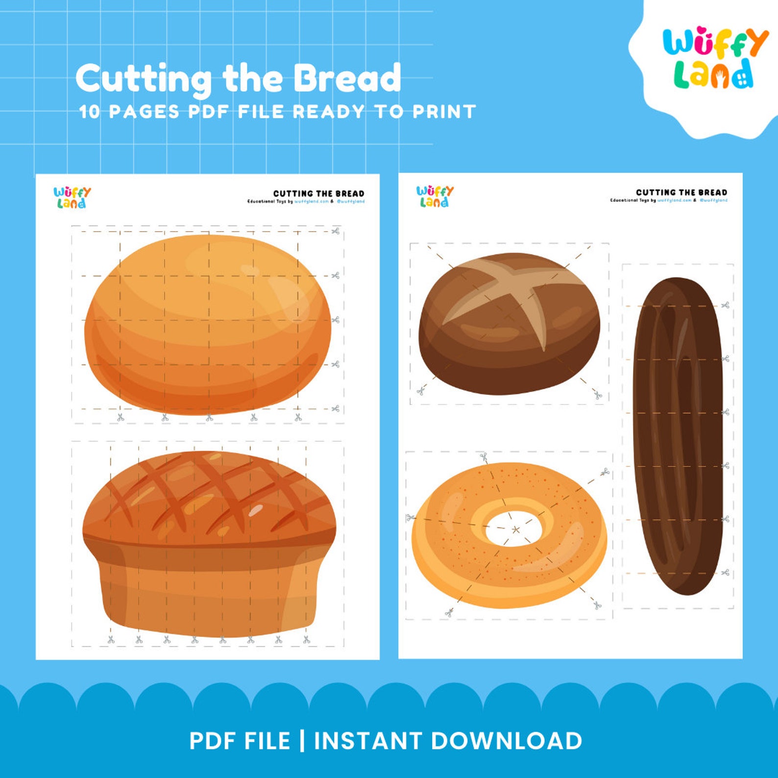 Cutting the Bread Activity | Bread Cutting Practice Worksheets Scissor ...