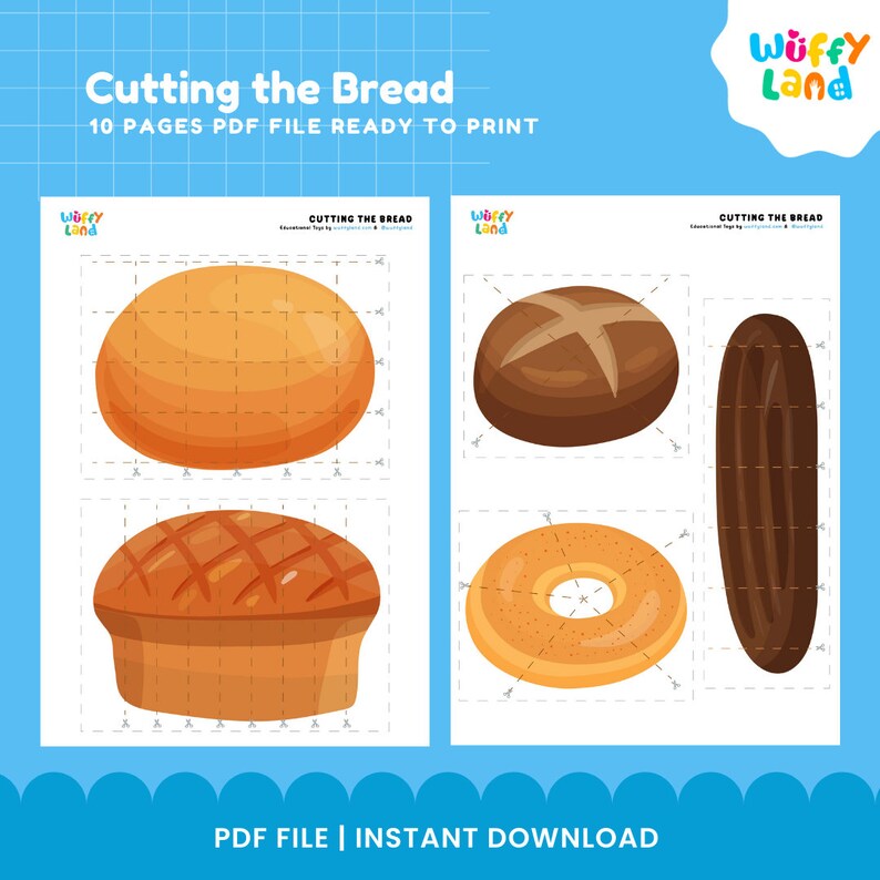 Cutting the Bread Activity | Bread Cutting Practice Worksheets Scissor ...