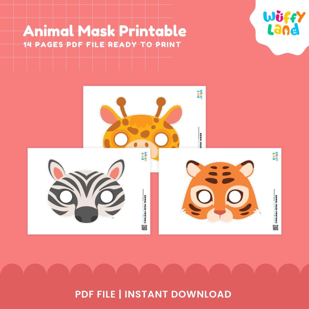 Printable Animal Masks for Kids DIY Animal Party Masks Fun Animal Face ...